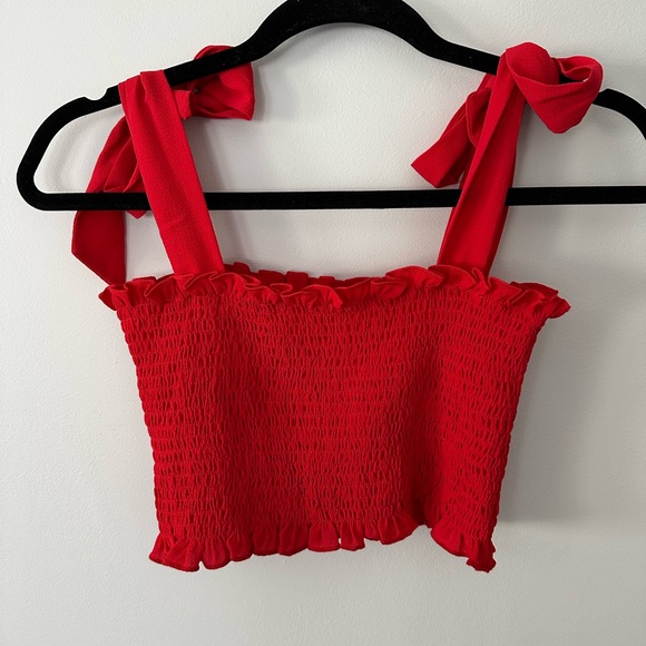 Lioness | Tops | Lioness Red Shoulder Tie Crop Tie | Poshmark